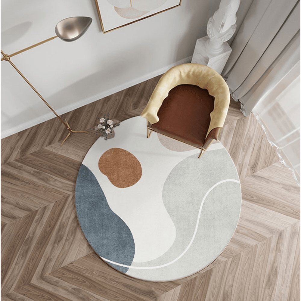 Indigo Modern Abstract Non-Shedding Area Round Rug - 140cm | Brands